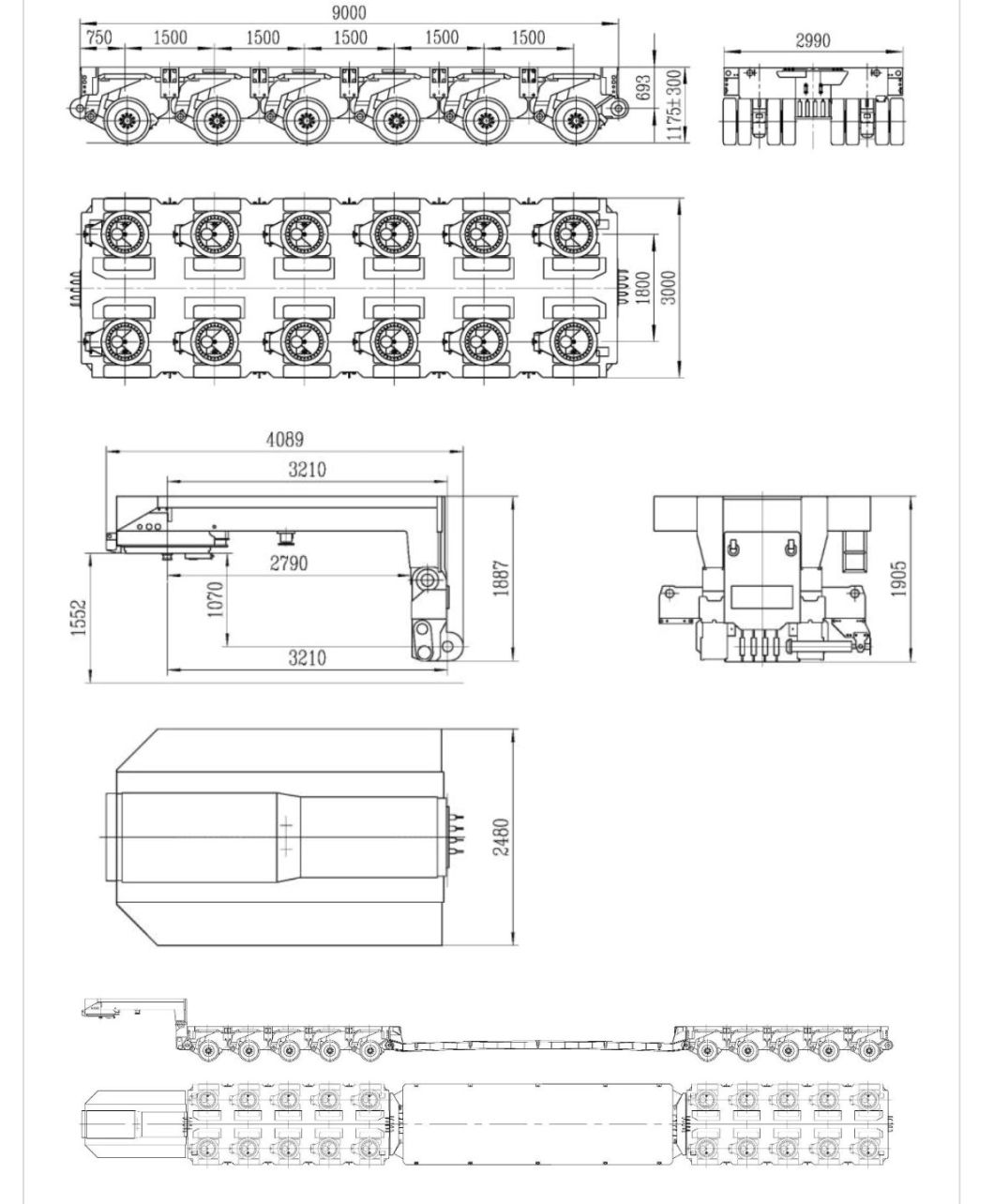 Wholesale Customization 150t Multi 8-9 Axles Functional Gooseneck ...