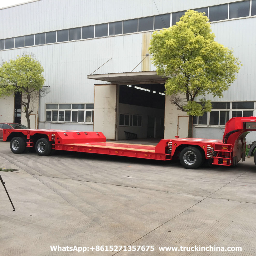 Wholesale 40t 2 Axles Gooseneck Low Bed Platform Semi Trailer Gooseneck ...