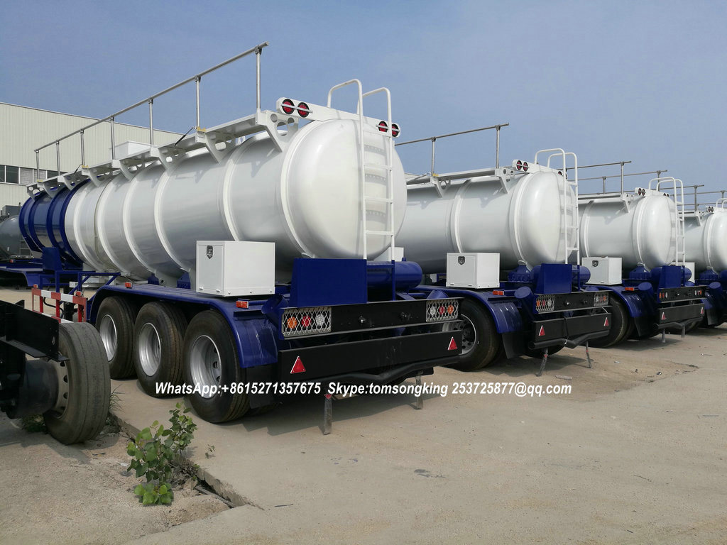Wholesale V Shape Concentrated Sulfuric Acid Tank Trailer Loading 99.8% H2so4 Transport 40 Ton ...