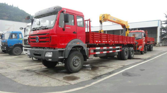 Cargo Transport Beiben Truck Mounted with Loading Crane 10 Wheels Drive ...